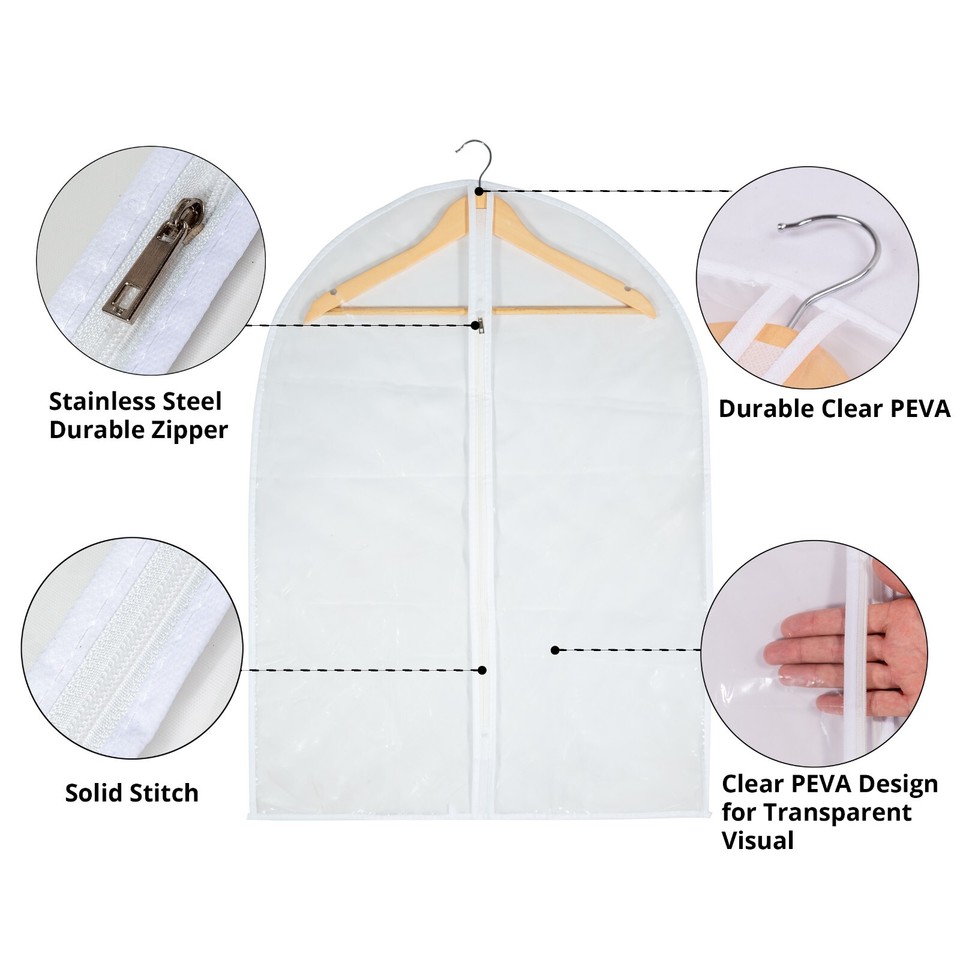 Clear Garment Bag Suit Bags Closet Storage Dust Cover with Zipper for ...
