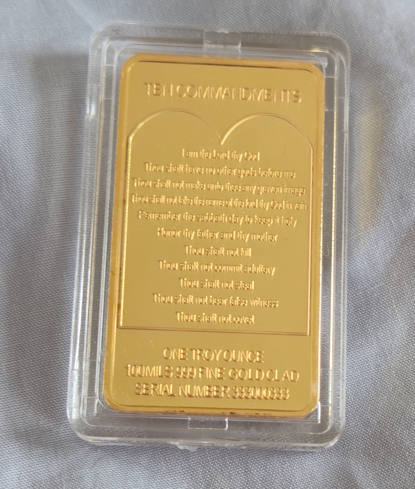 JESUS CHRIST 10 Commandments Gold Silver Bar Church God Holy Bible ...