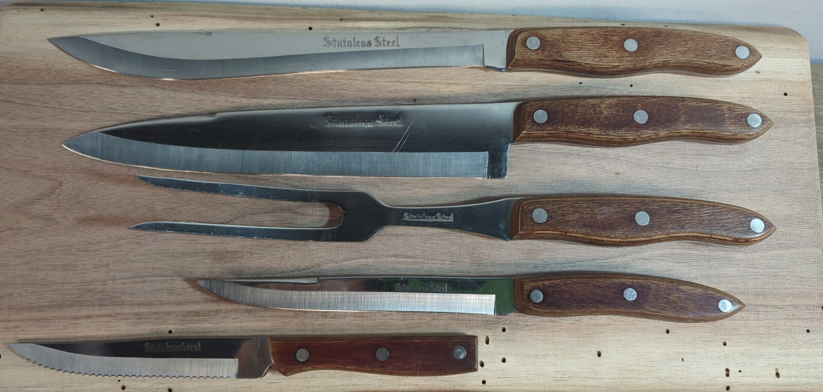 Vintage INTERPUR-Japan 5-piece knife set-wood handle | eBay