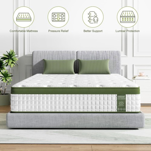 FLEXPEDIC Medium Firm Hybrid Mattress Gel Memory Foam Pocket Springs ...