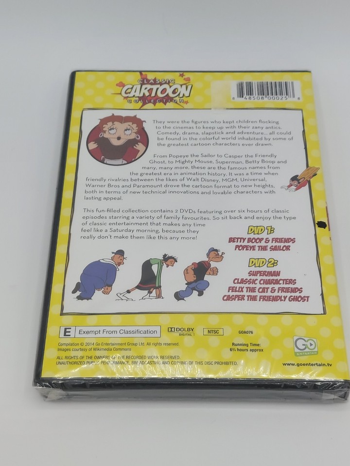 Classic Cartoon Collection (DVD, 2014, 2-DISC SET) 6.75HRS Popeye Betty ...