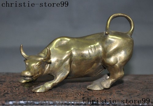 China Brass Copper Fengshui animal Ox Bull Ox Bovine Oxen Bull market ...