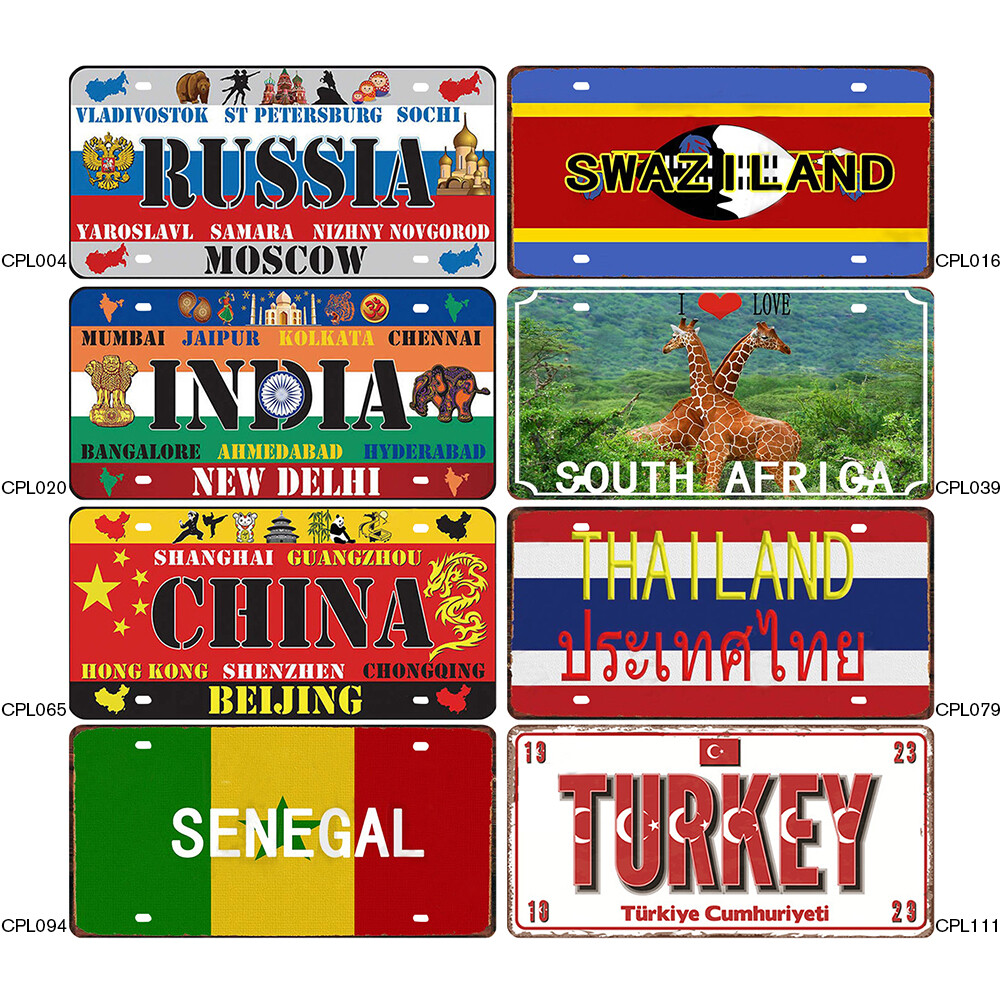 License Plate Country Metal Tin Sign Plaque for Bar Pub Decorative Iron ...