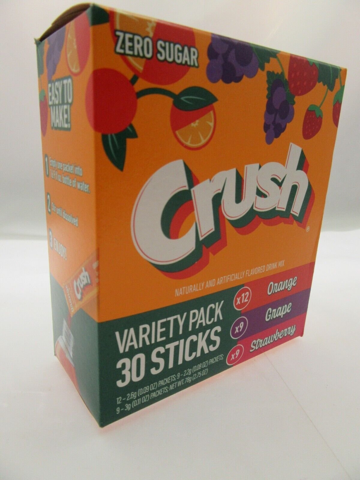 Variety Pack Crush ~ 30 Packets Per Box ~ Sugar Free ~ Drink Mix w ...