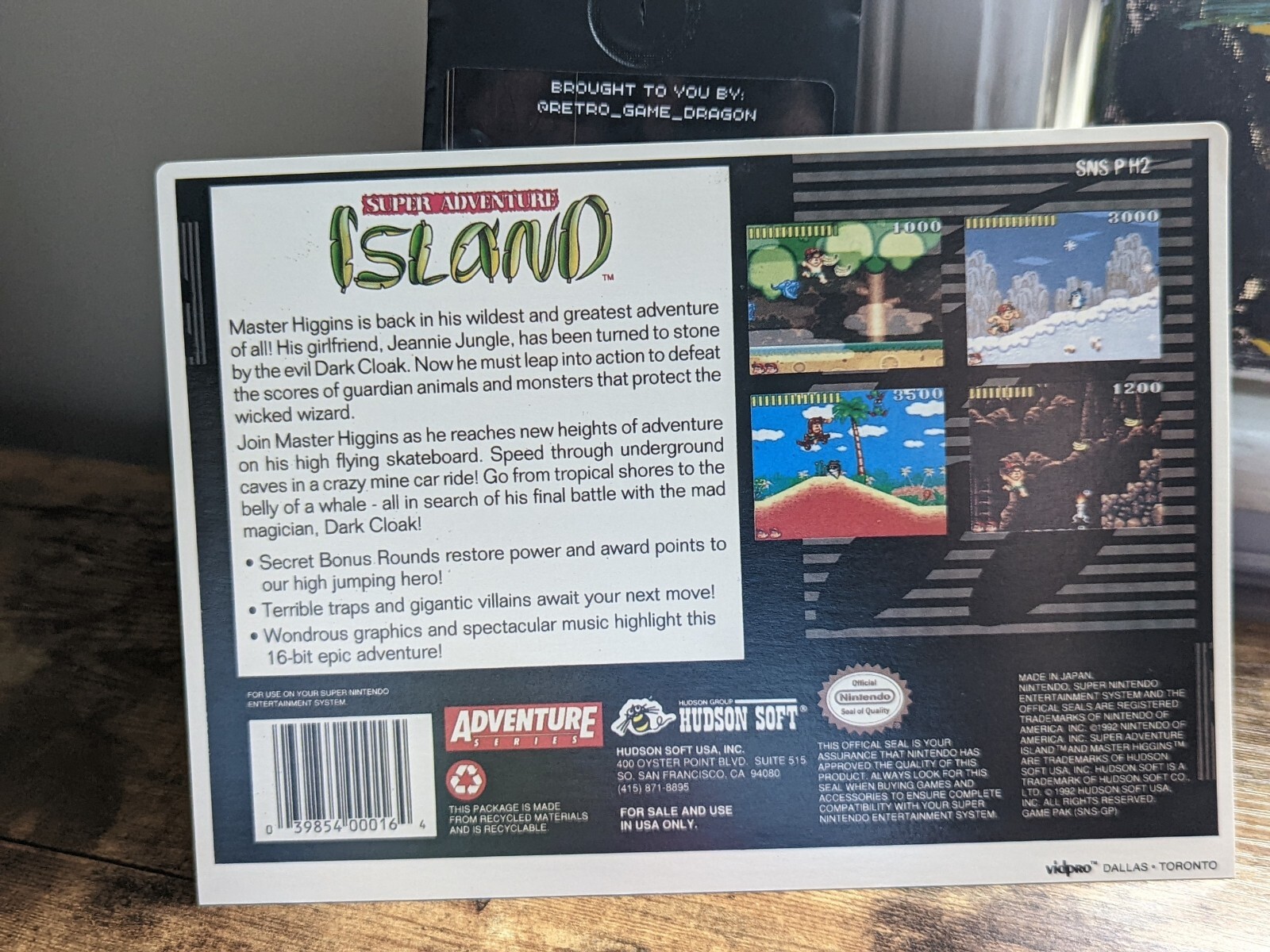 Authentic VidPro Super Adventure Island Toys R Us Super Nintendo SNES ...