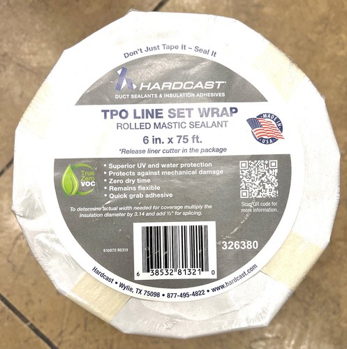 Hardcast TPO Line set wrap 326380 rolled mastic sealant 6" x 75' | eBay