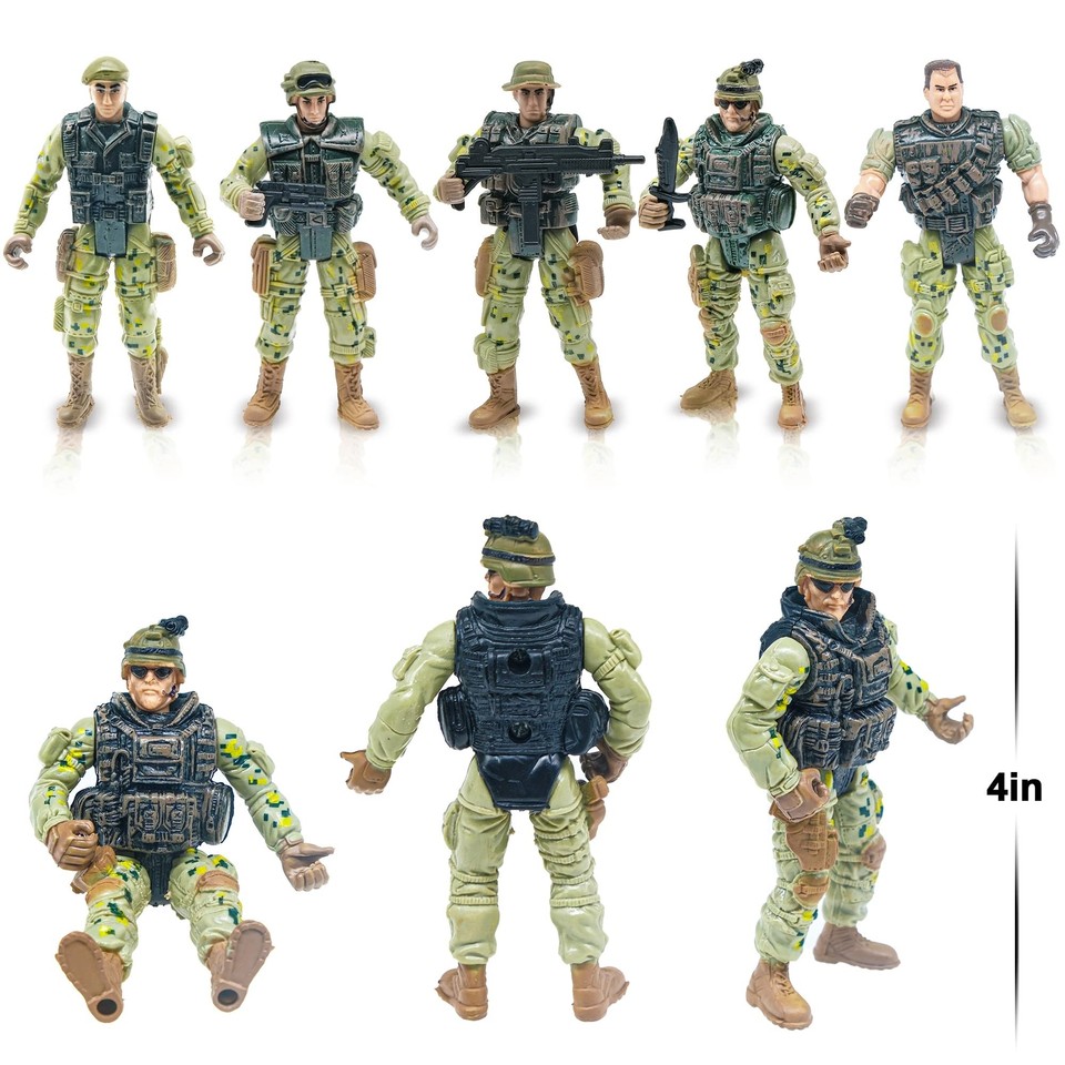 US Army Men Action Figures with Military Vehicles Toys Playset, Toy ...