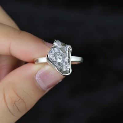 925 Sterling Silver Raw Meteorite Ring Stackable Handmade Jewelry ...