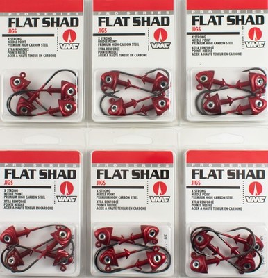 (LOT OF 6) VMC FLAT SHAD JIG 3/8OZ FSJ38-MR METALLIC RED CP7123 | eBay