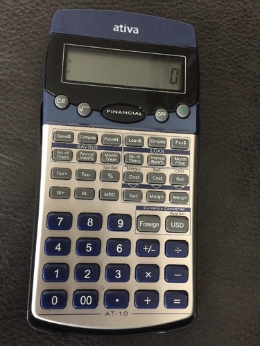 Ativa AT-10 Financial Calculator Silver/Blue | eBay