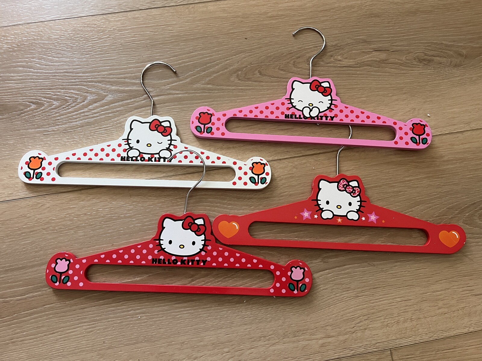 4 Hello Kitty Wooden Hangers Sanrio | eBay