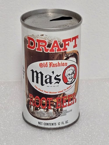 Vintage Rare White Can Ma's Old Fashion Draft Root Beer Steel Soda Pop ...