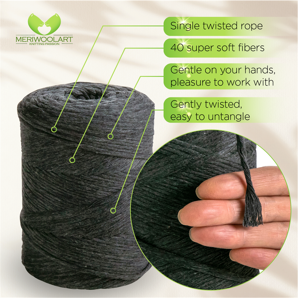 Macrame Yarn Cord 3mm 200m MeriWoolArt Öko-Tex 100% Recycled Cotton ...