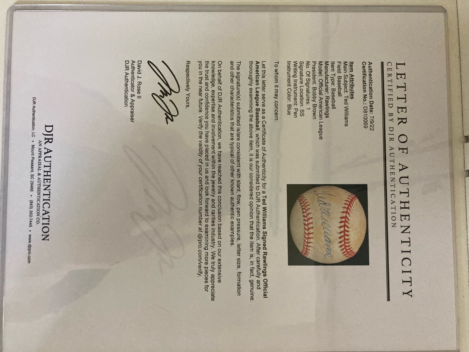 Ted Williams Signature Example