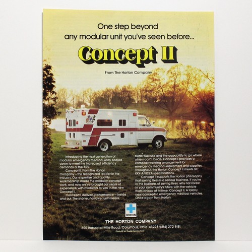 Early 1980's Horton Concept II Collectible Ambulance Magazine Print Ad ...