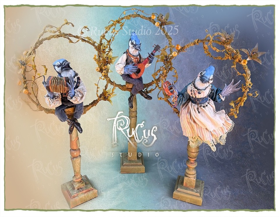 Original Art Gypsy Blue Jay Playing a Tambourine by Scott Smith of ...