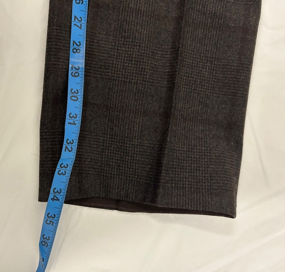 Tom Ford Brown Wool Cashmere Stack Pocket Side Buckle Flat Front Plaid ...