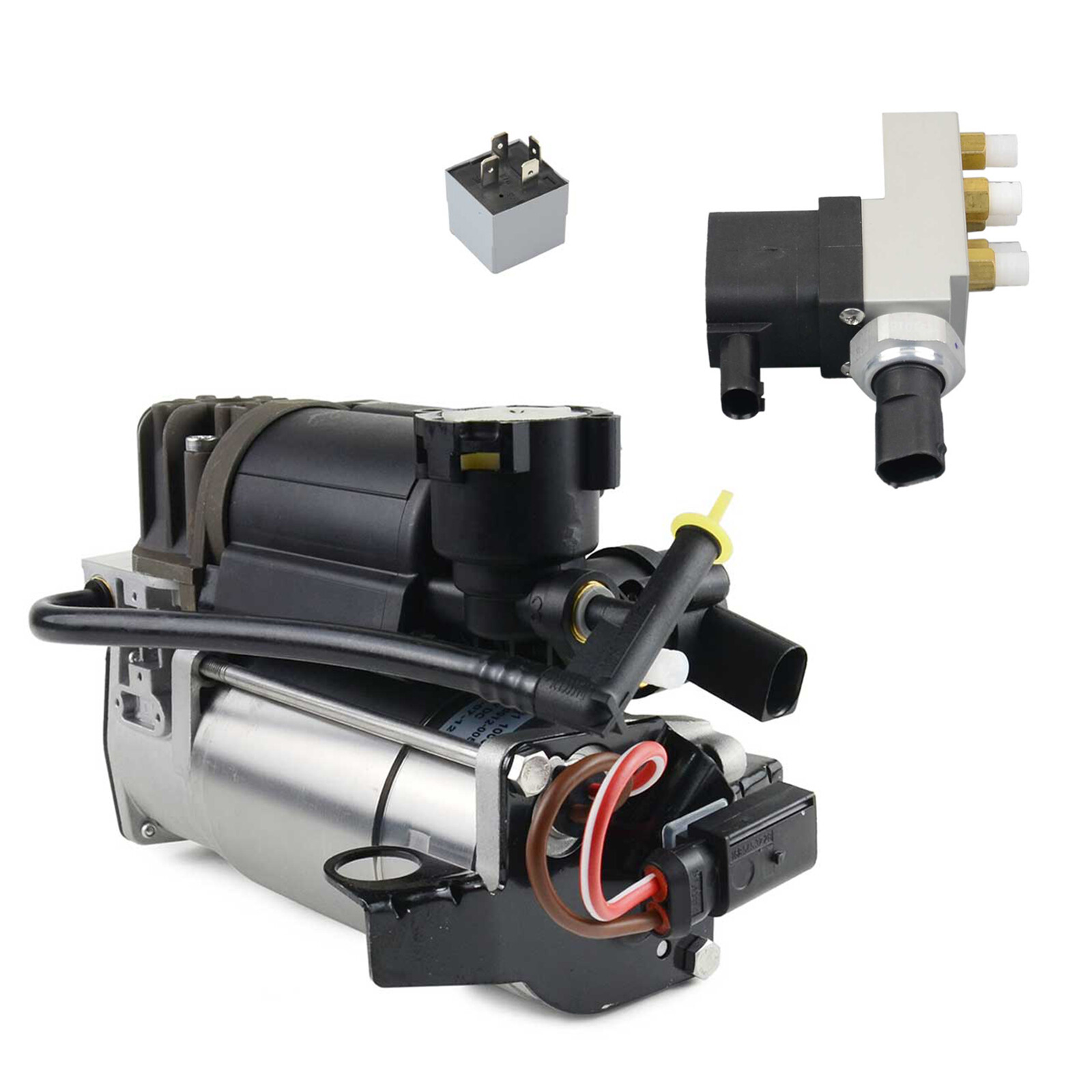 Air Suspension Compressor Pump + Relay + Valve Block For Mercedes-Benz ...