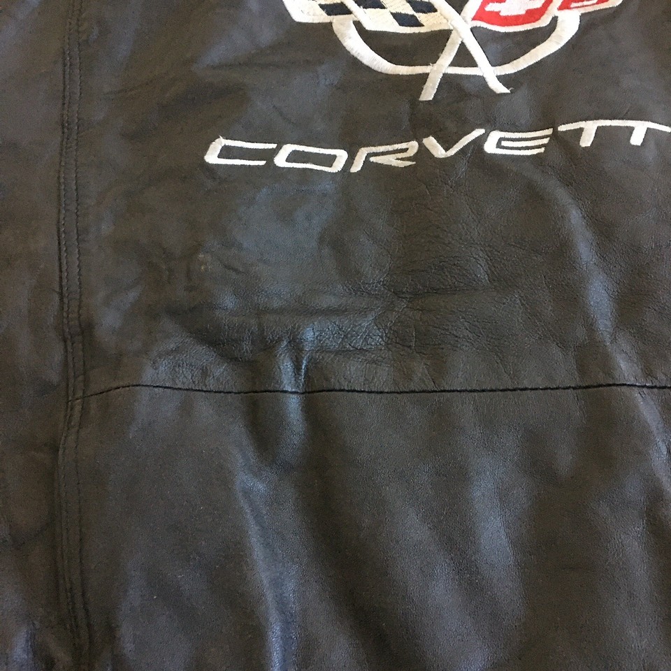 Corvette Men's Leather Bomber Jacket Full Zip Size XL | eBay