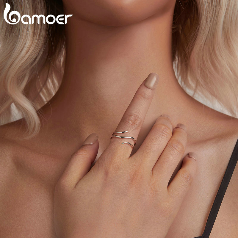 Bamoer Elegant 925 Silver Multi-layered Open Ring Fashion Women Gifts Jewelry | eBay