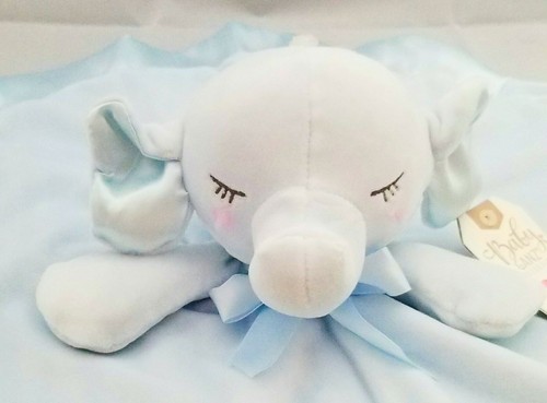 Baby Elephant Blue Plush Security Binky Blanket Shower Christmas Gift ...