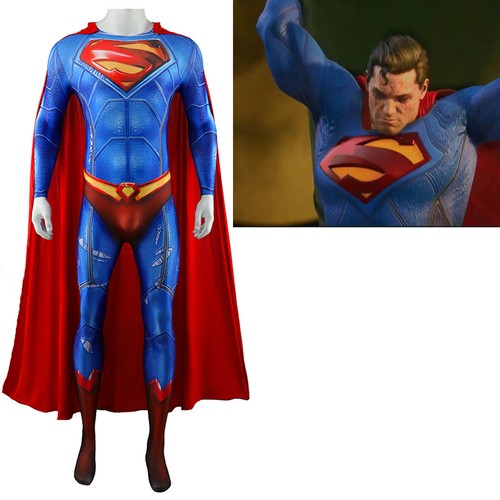 Game Superman Jumpsuit Cosplay Bodysuit Cloak Costume Adult Kids ...