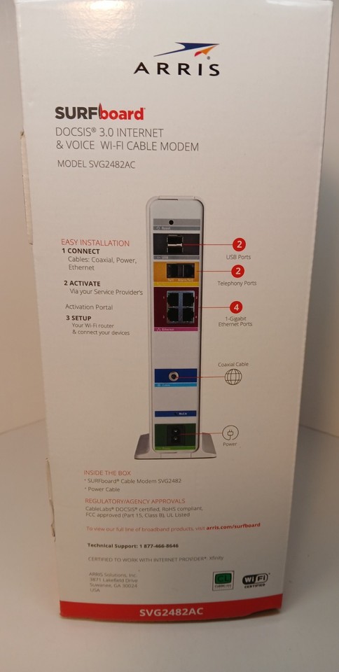 ARRIS Surfboard SVG2482AC 24x8 Cable Modem & AC1750 Wi-Fi 3.0 Router w ...