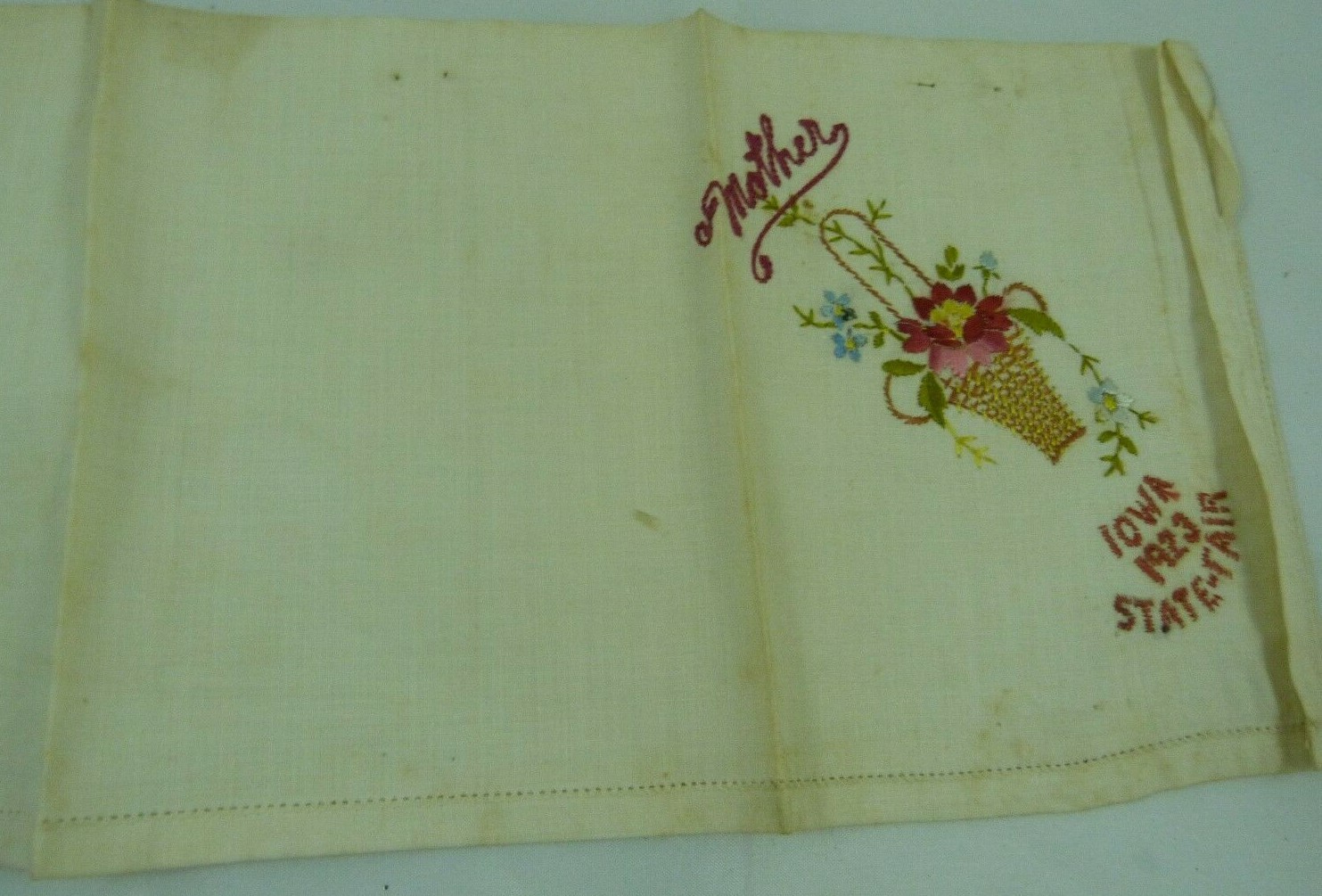 Vintage 1923 Iowa State Fair MOTHER Embroidered Napki… - Gem