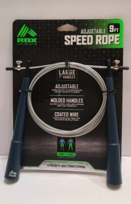 RBX Adjustable Speed Rope 9 FT Wire Length Accommodates With Large 7 ...