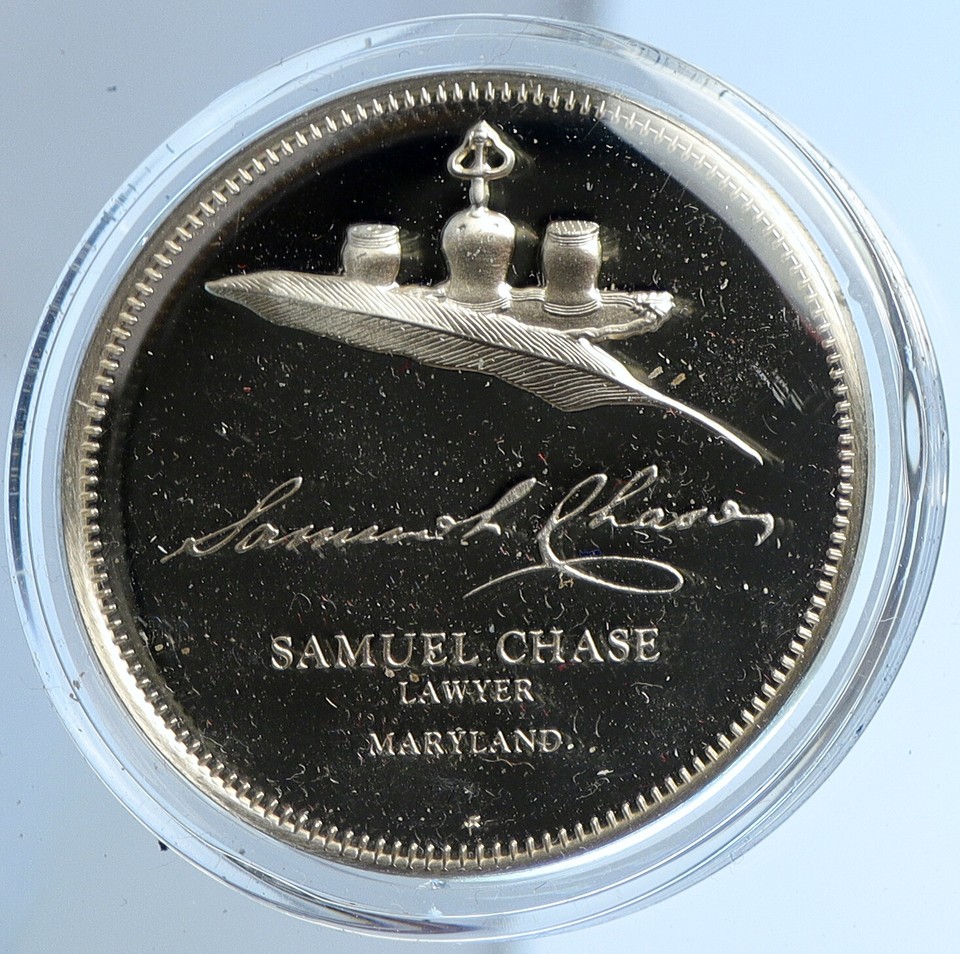 1972 US USA FM Samuel Chase BICENTENNIAL COUNCIL Old Proof Silver Medal ...