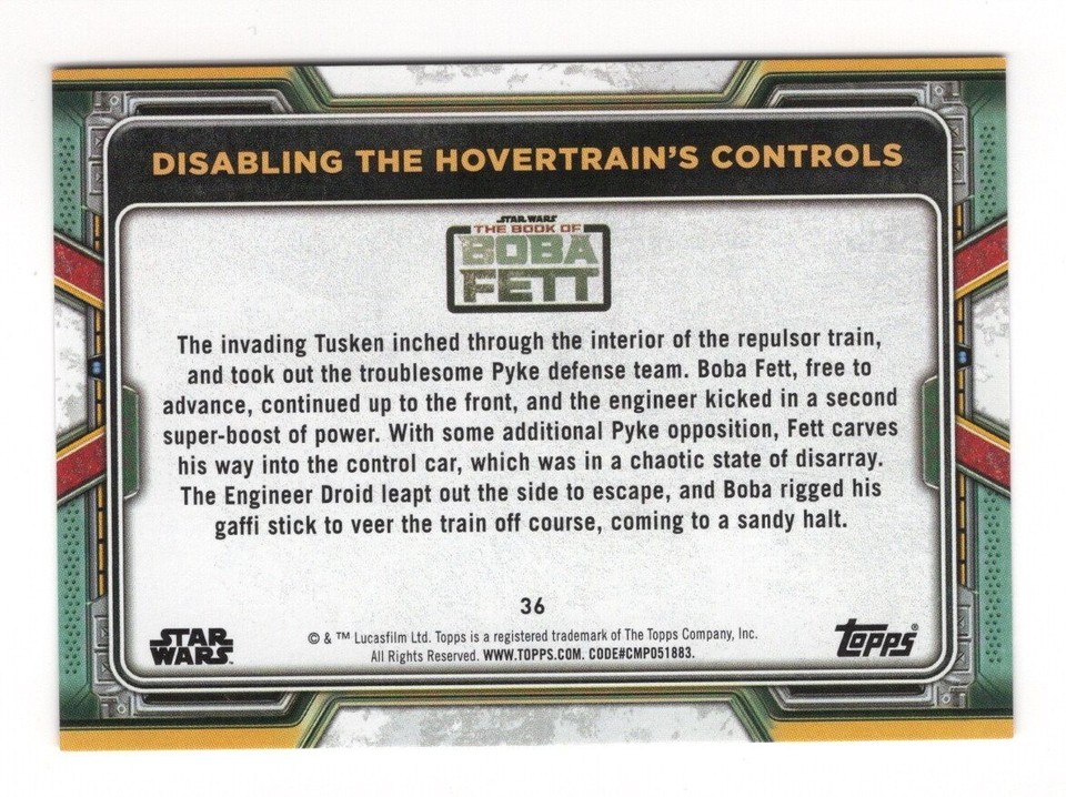 2022 TOPPS STAR WARS BOOK OF BOBA FETT HOVERTRAIN PURPLE PARALLEL CARD ...
