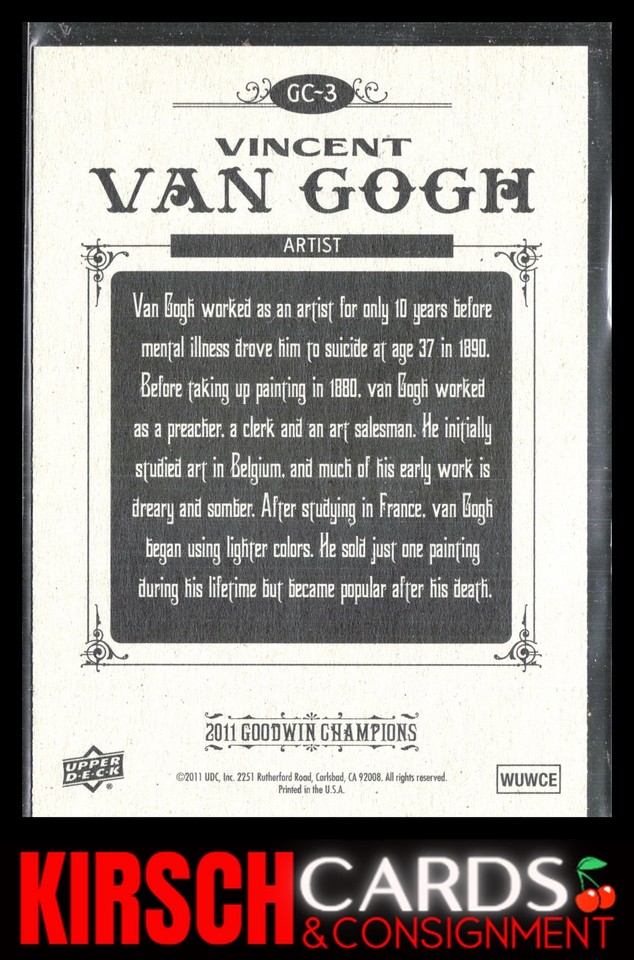 Vincent van Gogh 2011 Upper Deck Goodwin Champions #GC-3 Goodwin ...