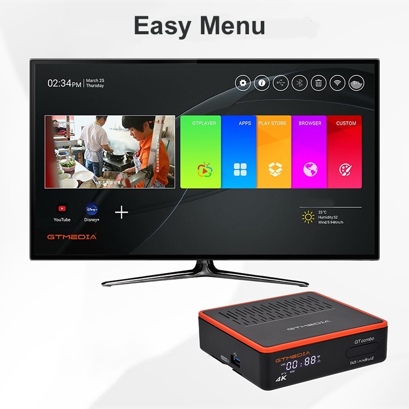 GTMEDIA GTXCOMBO 8K FTA Satellite Receiver DVB-S2/S2X 4:2:2 Sat TV Box ...