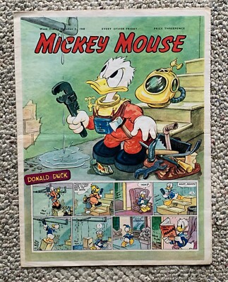 WALT DISNEY MICKEY MOUSE NEWSPAPER OCT 2, 1948 BRITISH TABLOID COLOR B ...