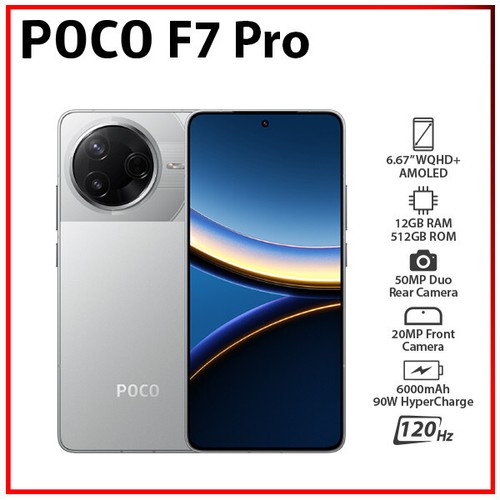 Xiaomi POCO F7 Pro 5G 12GB+512GB SILVER Dual SIM Unlocked Android Cell ...