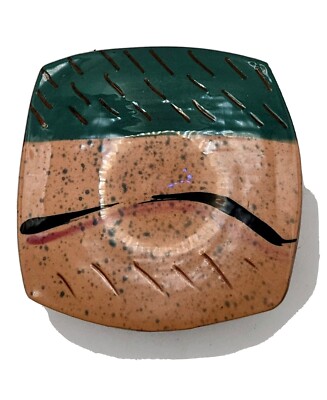 Redware Pottery Trinket Box abstract design Handmade | eBay