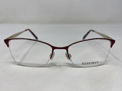 Ellen Tracy HAMBURG WINE 50-17-130 Red Wine Metal Half Rim Eyeglasses ...
