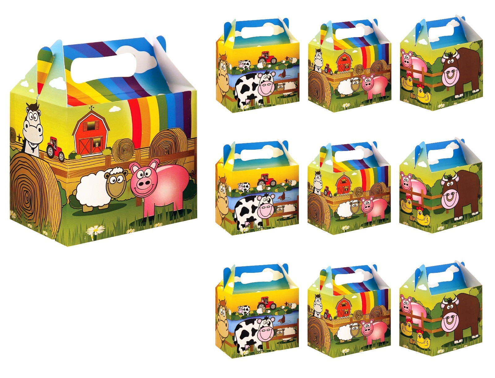 FARM ANIMAL PARTY BOXES Farmyard Themed Kids Birthday Bags Favors Box ...