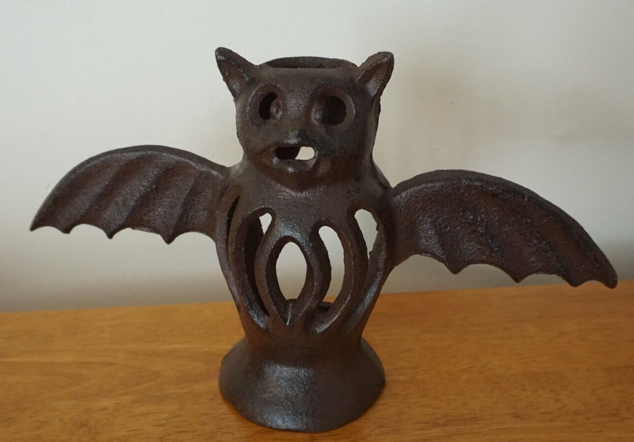 Big Rustic Gothic Cast Iron Bat Candle Holder Halloween Haunted House ...