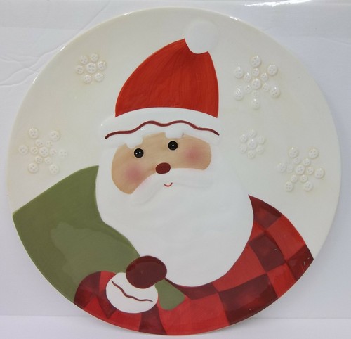 Hallmark Santa Claus Face Snowflakes Cookie Cake Cheese Plate Serving ...