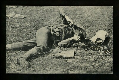 Military postcard WWI Army Soldier digging in Chicago Daily News ...