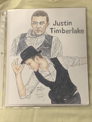 Justin Timberlake Print Watercolor/ Ink Signed by Artist Bernice Batoff ...