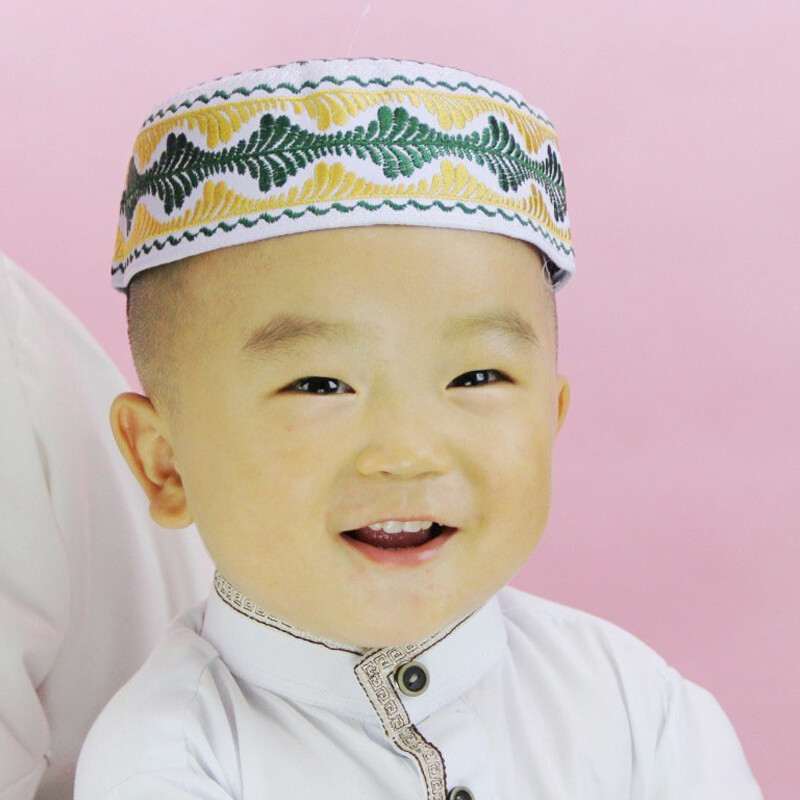 Muslim Islamic Kid Hat Boy Pray Embroidery Round Cap Saudi Arabian ...