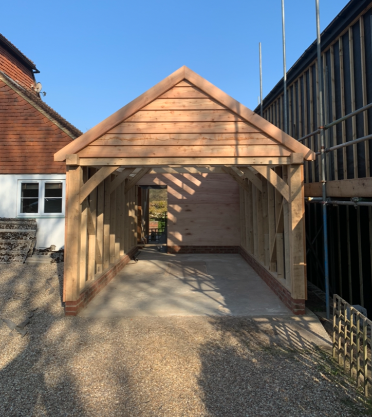 Prefab Oak Fronted Single Bay Garage, Full Height Gable Eaves | 3.3m x ...