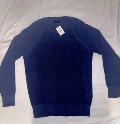 J Crew Hand Knit Sweater 100% Cotton Navy Blue Crew Neck Pullover Size ...