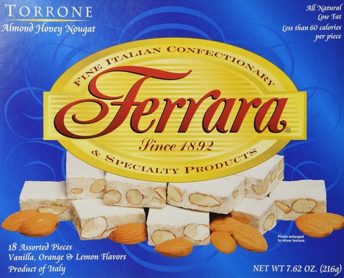 Ferrara - Italian Torrone 18 pc. Almond Honey Nougat Candy Pack of 2- 7 ...