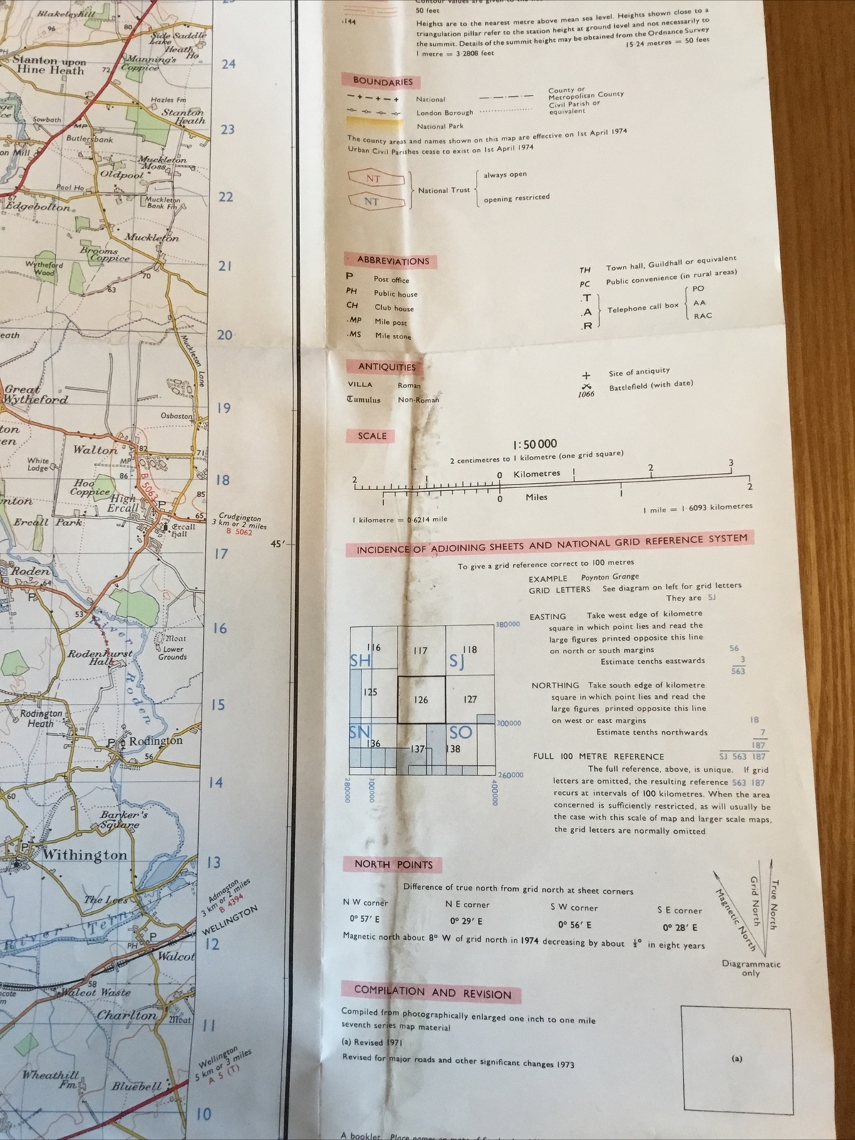 1974 Ordnance Survey Landranger First Series Map 126 Shrewsbury (incl ...