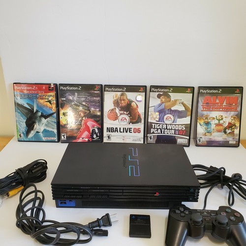 Original SONY PS2 Gaming System Bundle Black Video Game Console ...