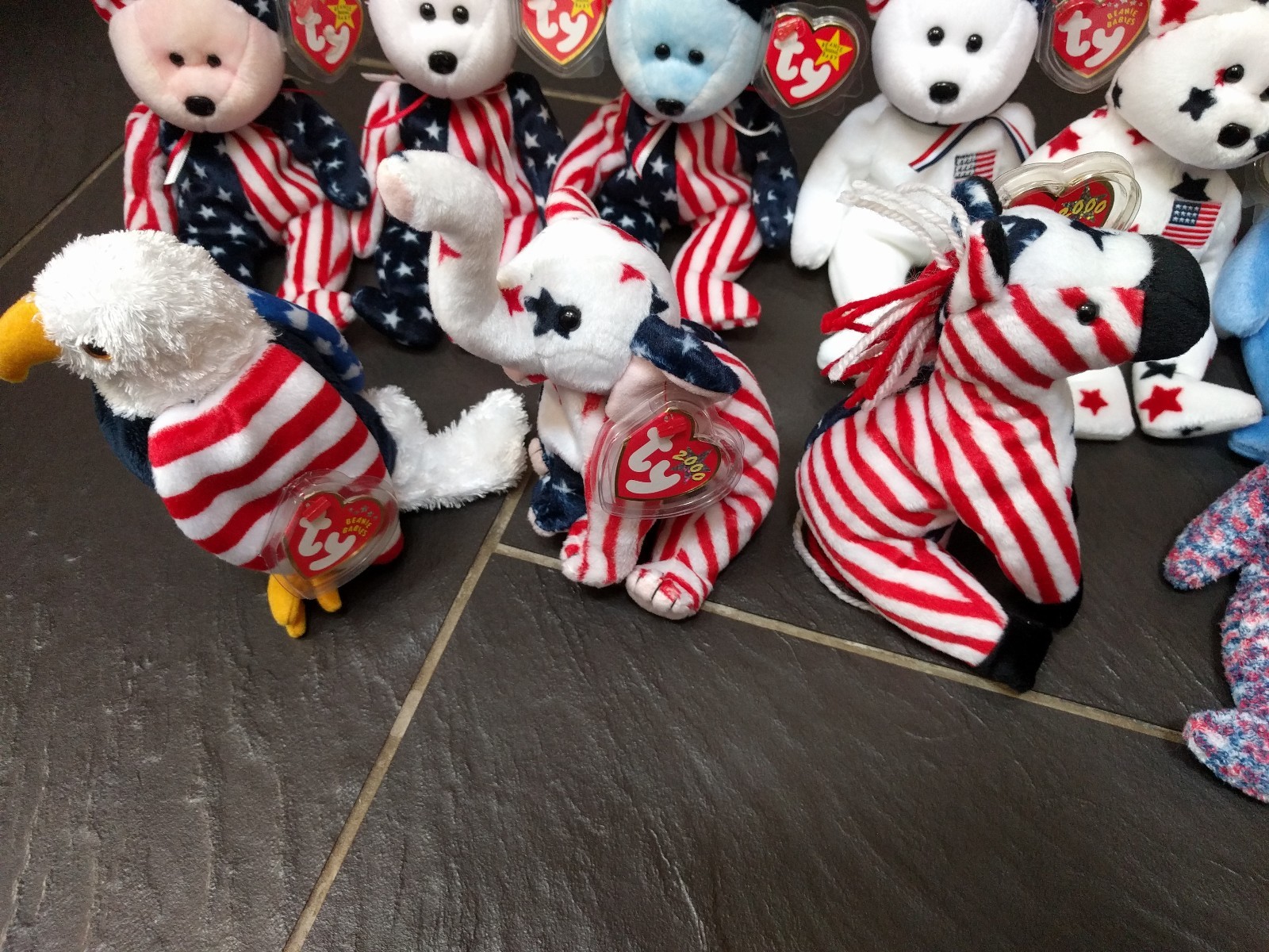 TY AMERICA GLORY USA SPANGLE LEFTY RIGHTY SOAR BEANIE SOFT TOY PLUSH ...