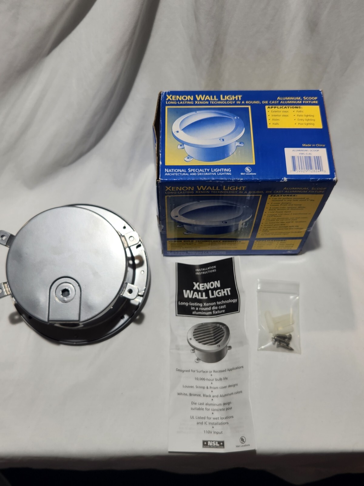 Xenon Aluminum Scoop Wall Light Fixture Stair Step Junction Box Flush ...